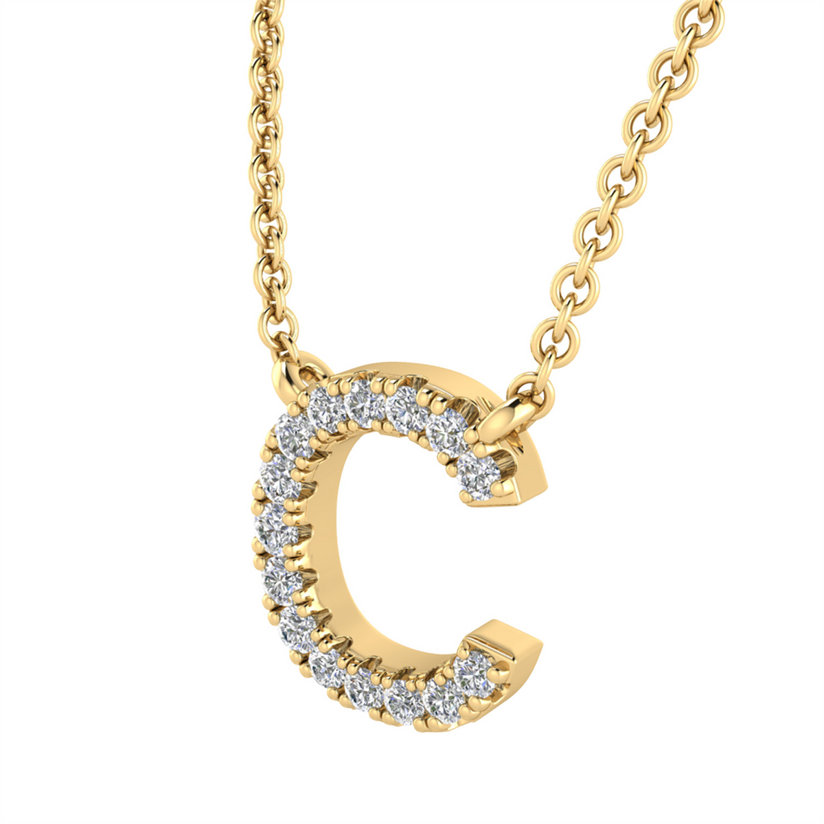 Diamond 'C' Necklace 9K Yellow Gold – GoldCityJewellers.com.au